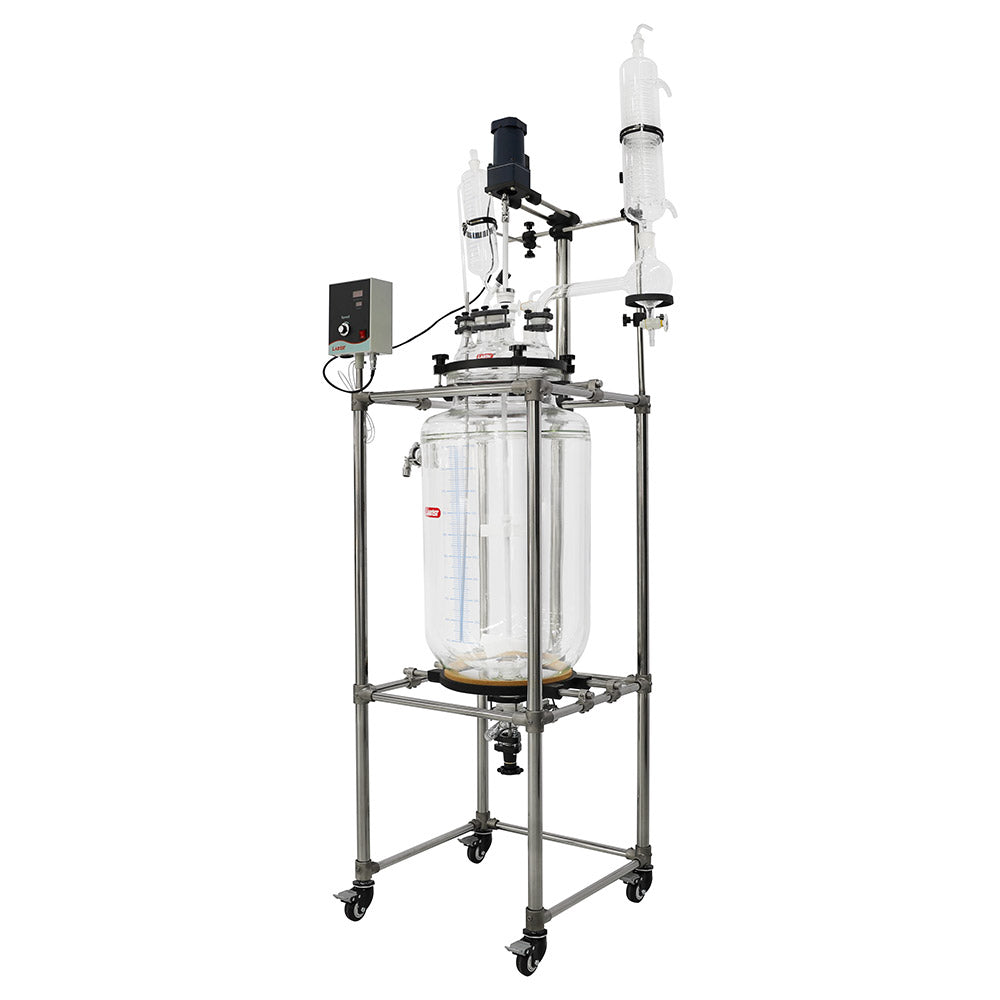 100L Chemical Lab Jacketed Glass Reactor Vessel with Digital Display ...