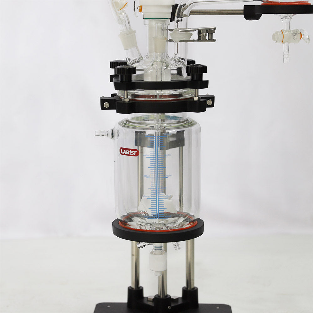 1L Chemical Lab Jacketed Glass Reactor Vessel with Digital Display for Laboratory Reaction ...