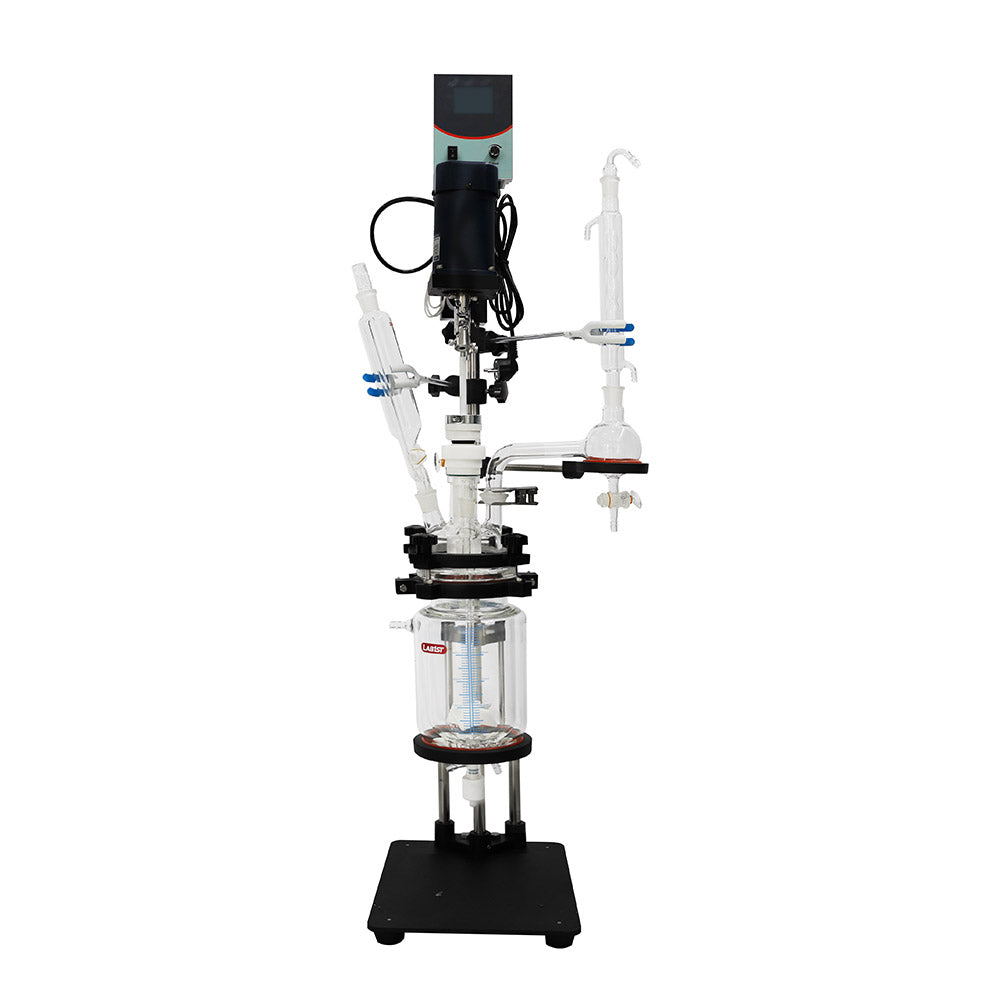 1L Chemical Lab Jacketed Glass Reactor Vessel with Digital Display for ...