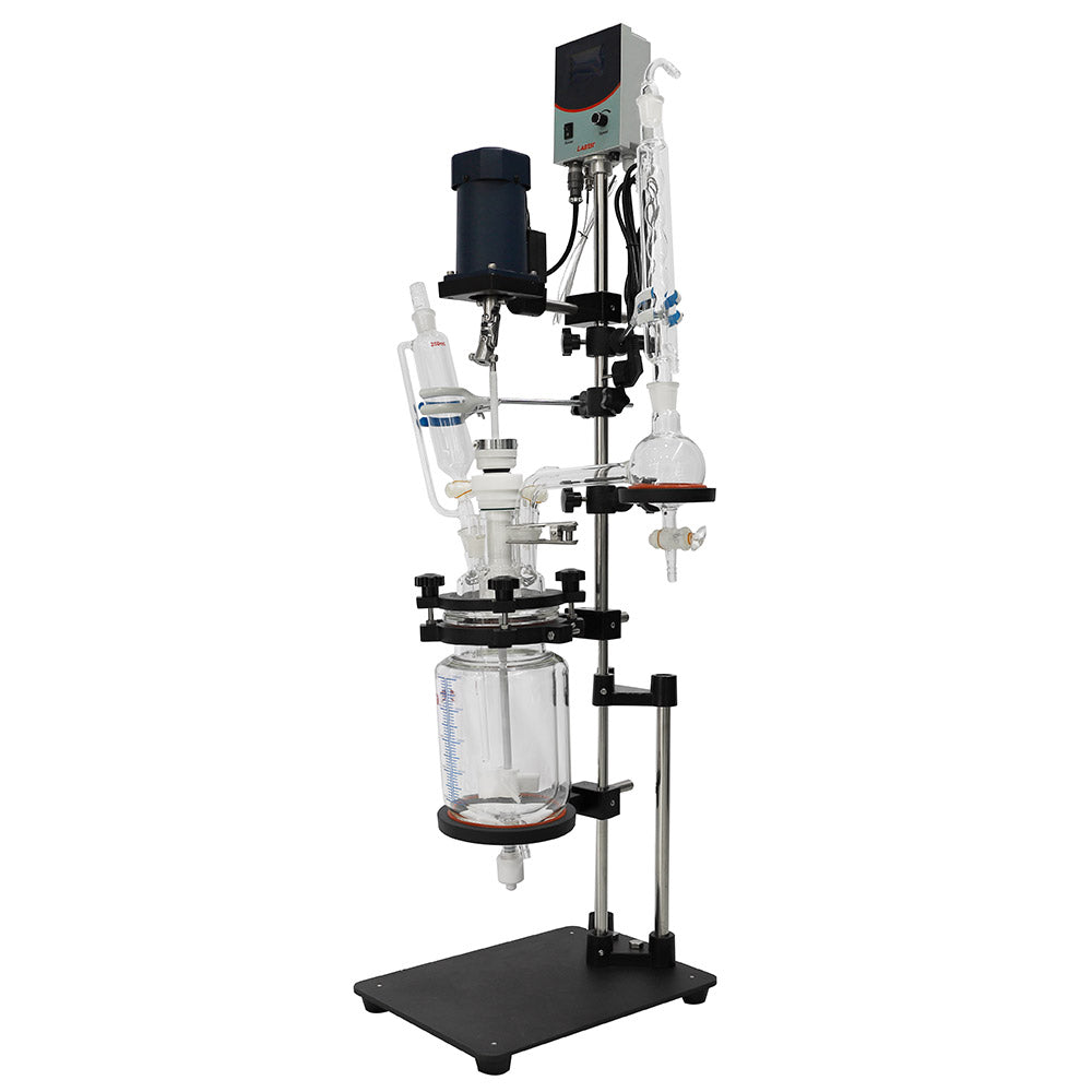 1L Chemical Lab Jacketed Glass Reactor Vessel with Digital Display for ...