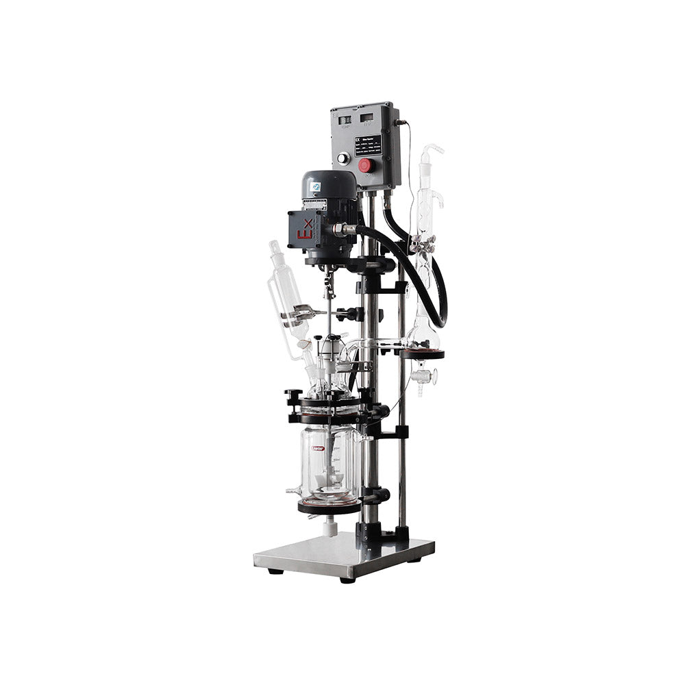 1L Chemical Lab Jacketed Glass Reactor Vessel with Digital Display for ...
