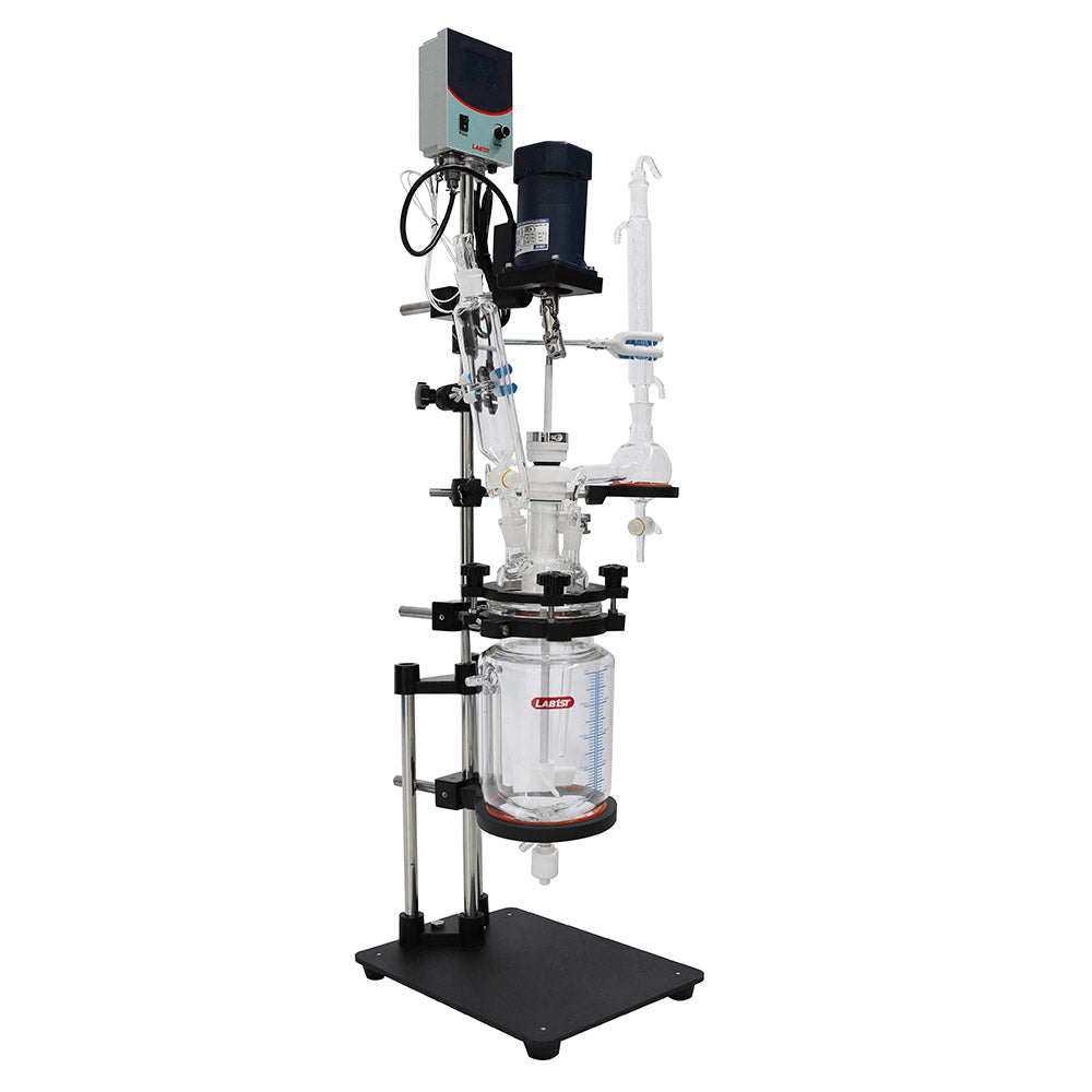 1L Chemical Lab Jacketed Glass Reactor Vessel with Digital Display for ...