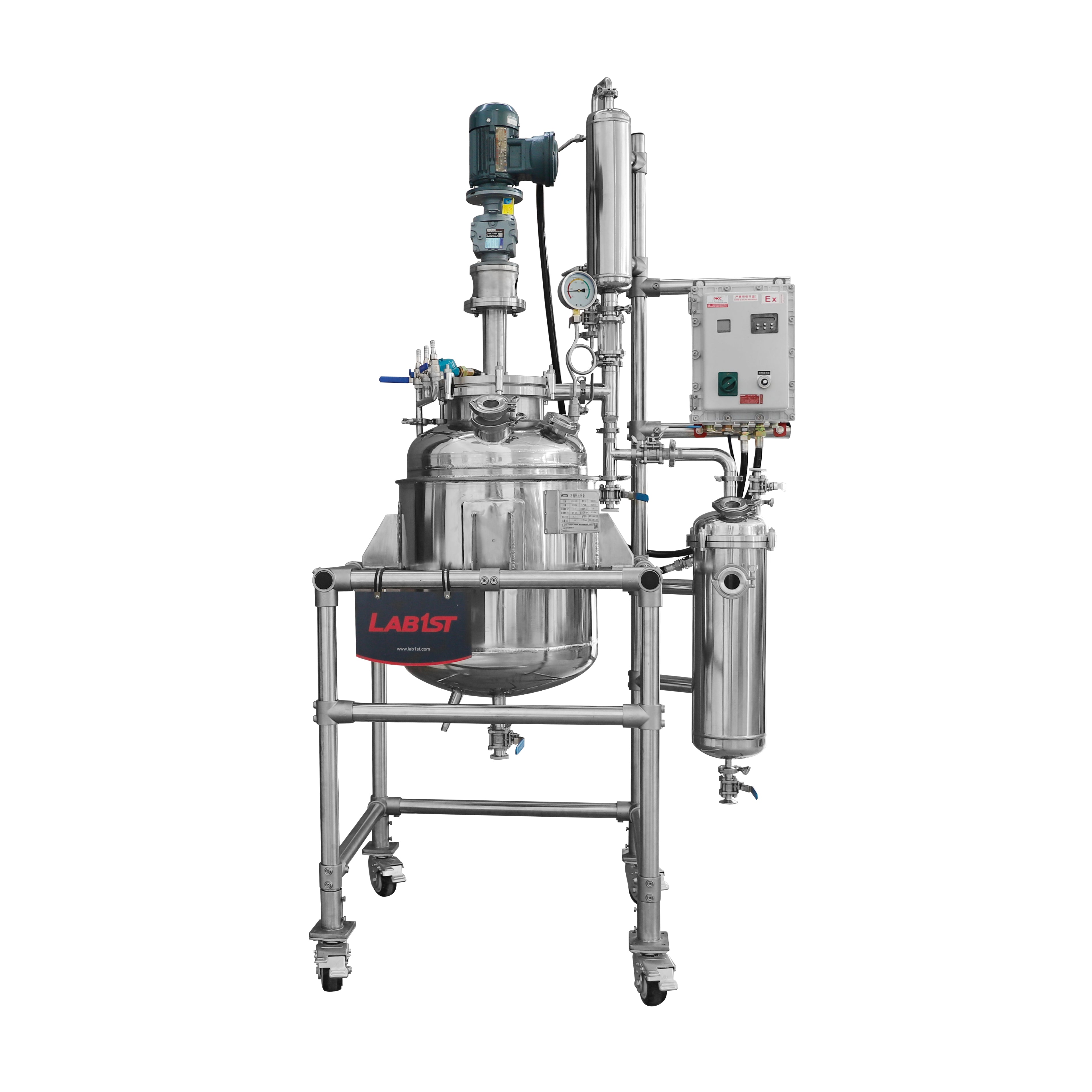 100L Chemical Lab Jacketed Glass Reactor Vessel with Digital Display ...