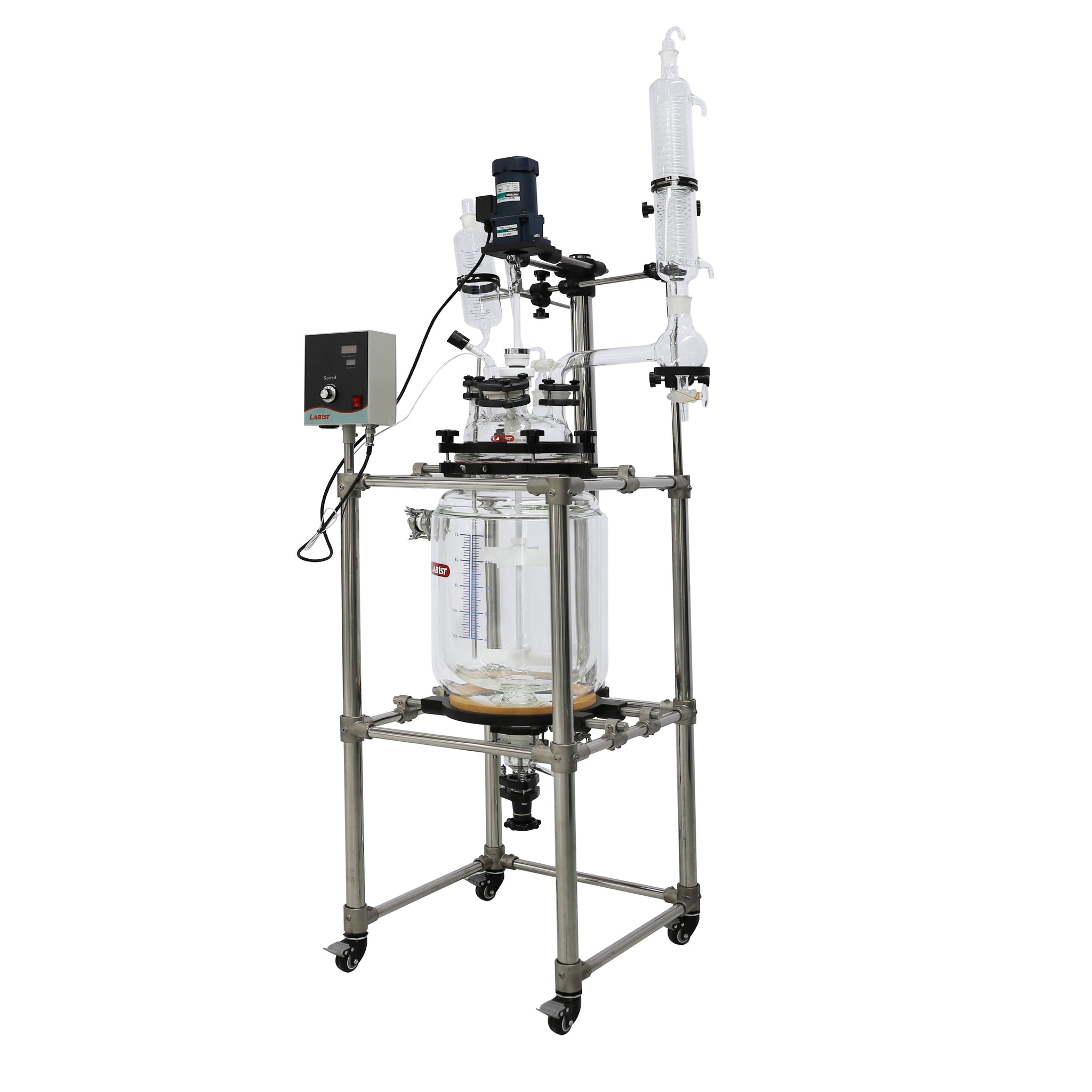 10L Chemical Lab Jacketed Glass Reactor Vessel with Digital Display for ...