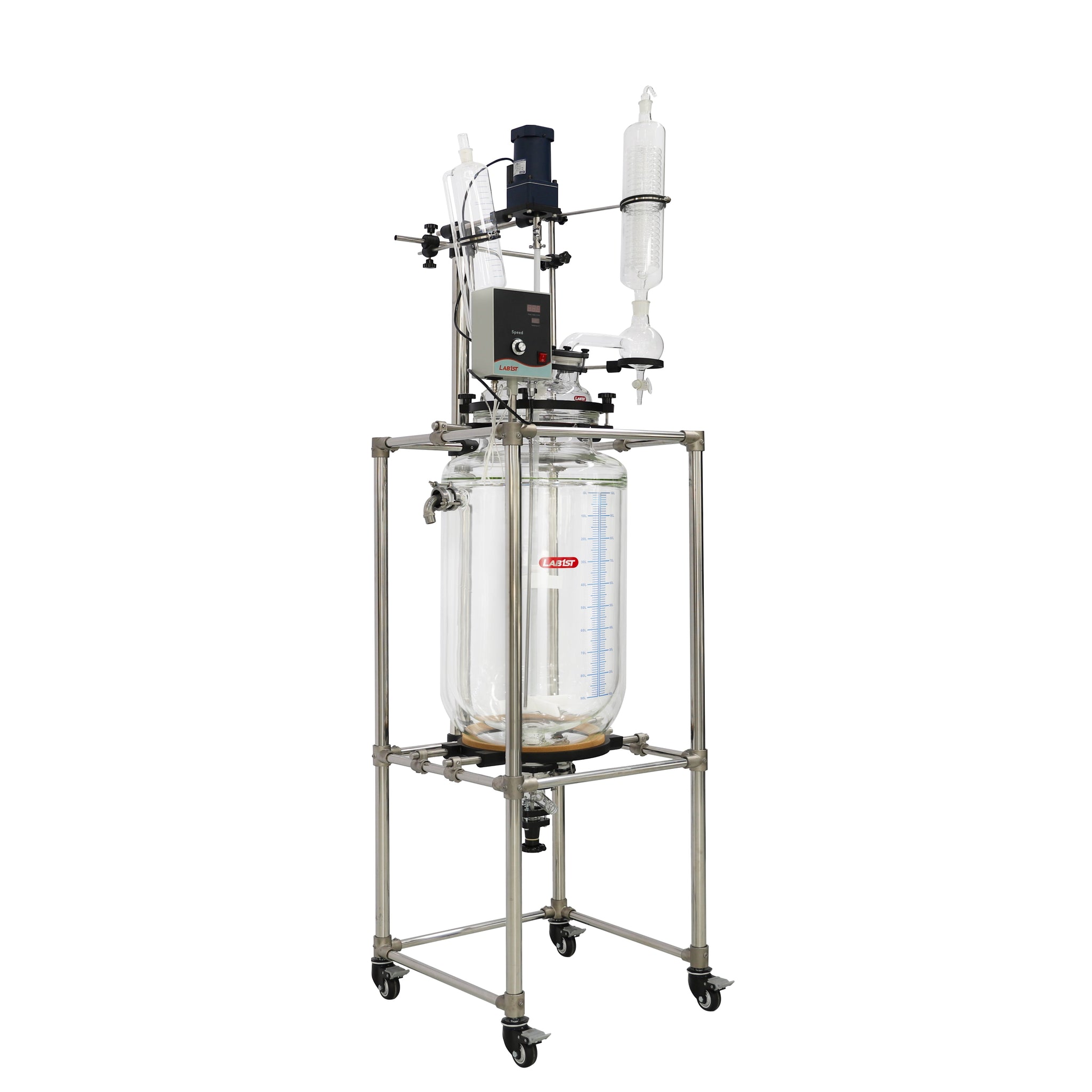 150L Chemical Lab Jacketed Glass Reactor Vessel with Digital Display ...