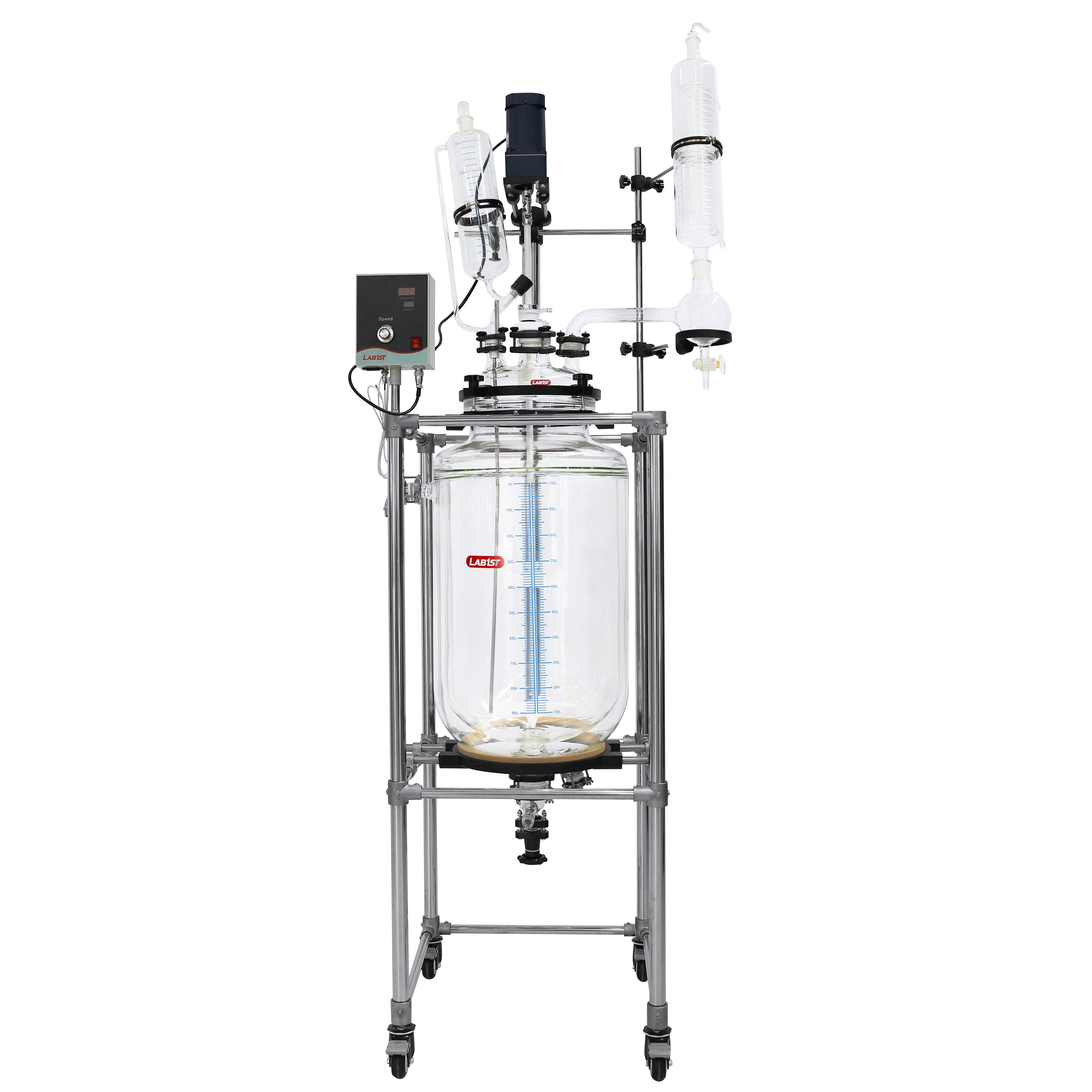 200L Chemical Lab Jacketed Glass Reactor Vessel with Digital Display ...