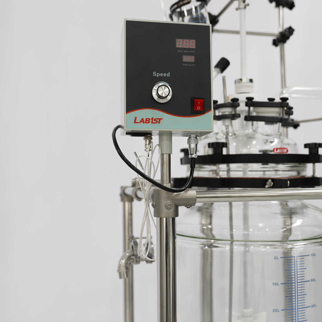200L Chemical Lab Jacketed Glass Reactor Vessel with Digital Display ...