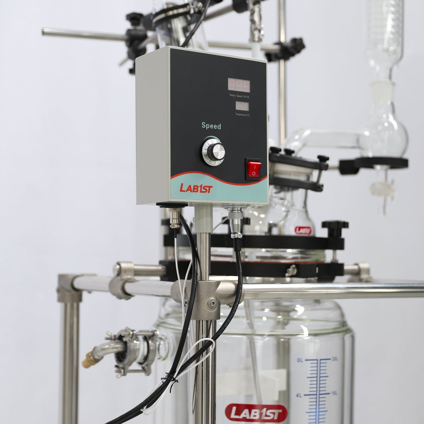 20L Chemical Lab Jacketed Glass Reactor Vessel with Digital Display for ...