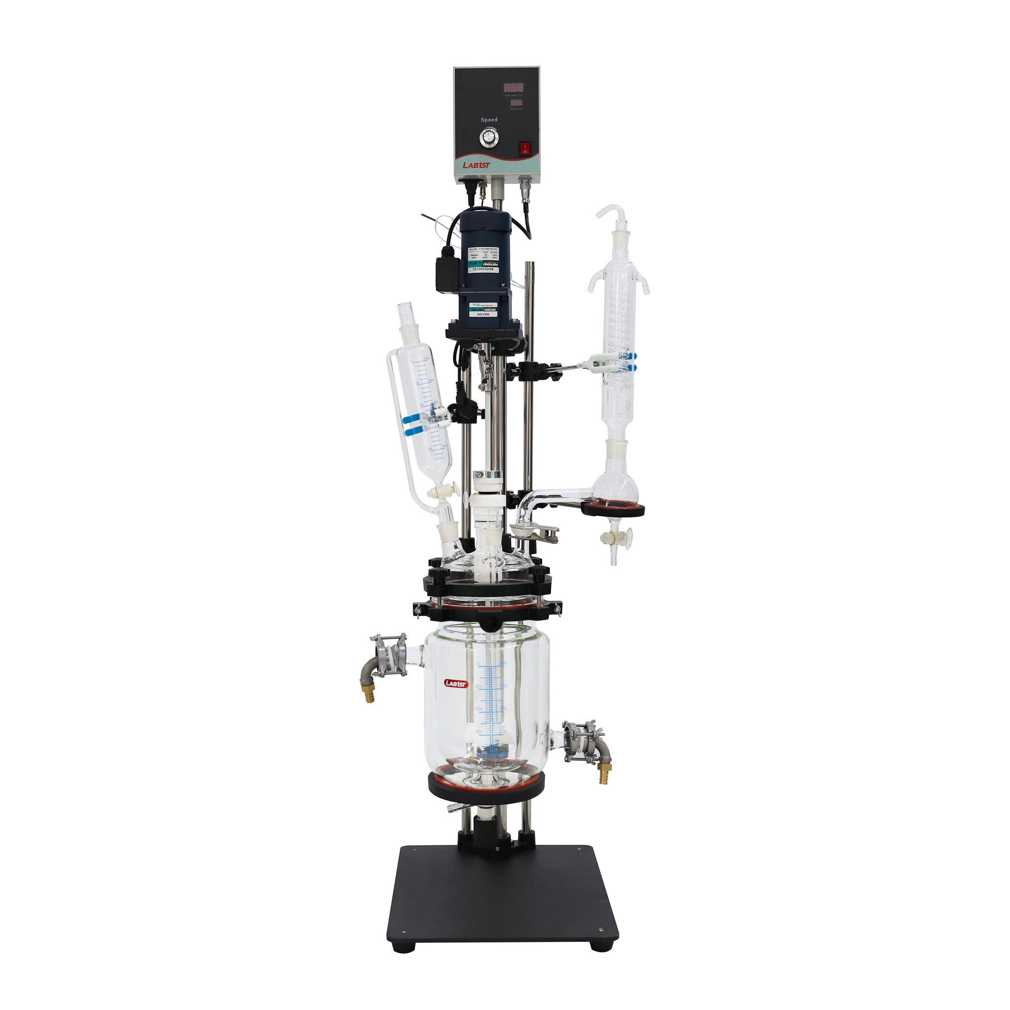 5L Chemical Lab Jacketed Glass Reactor Vessel with Digital Display for ...