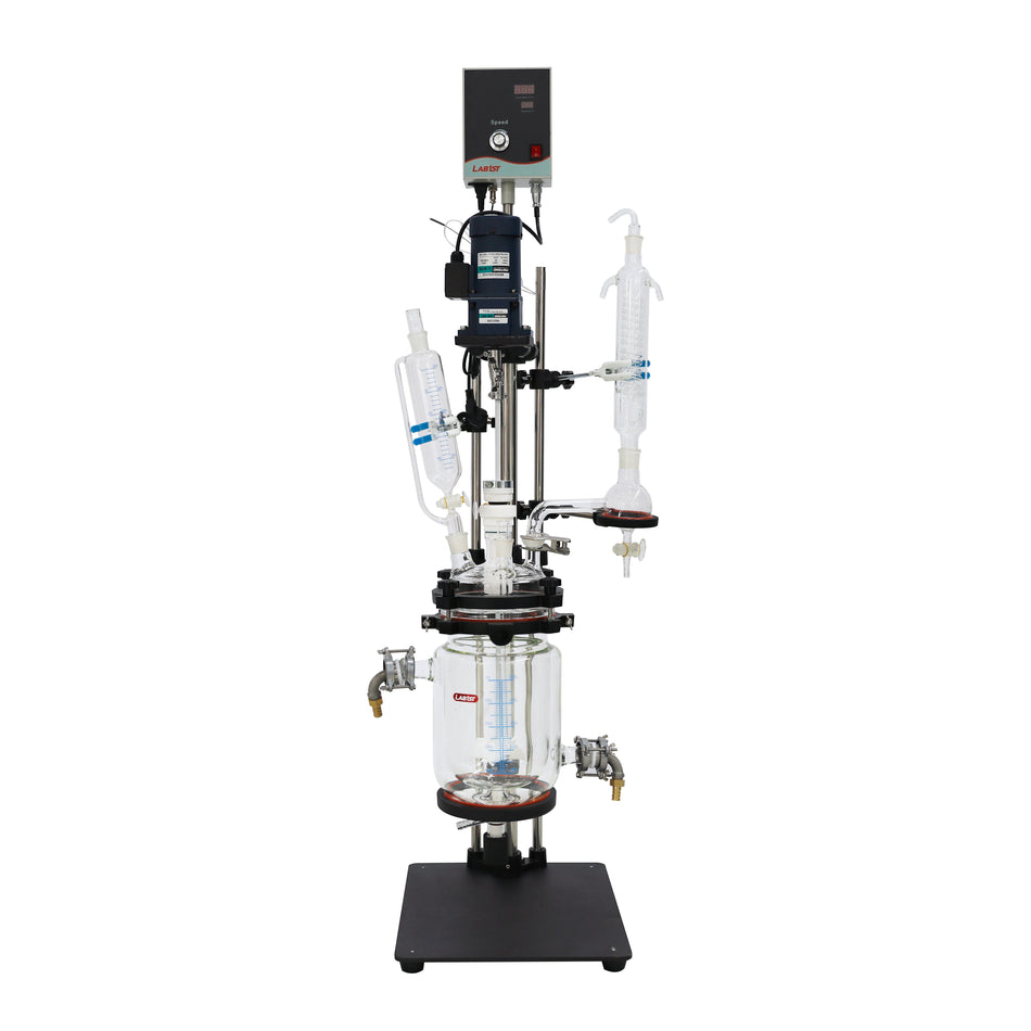 5L Chemical Lab Jacketed Glass Reactor Vessel with Digital Display for ...